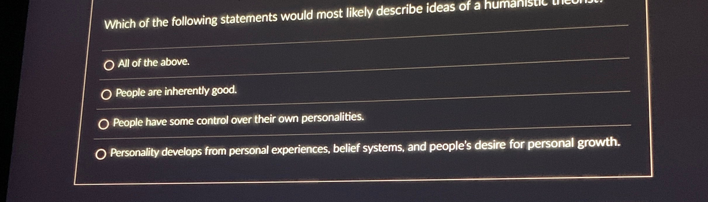 Solved Which of the following statements would most likely | Chegg.com