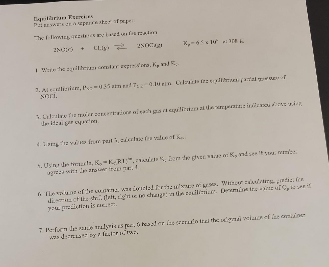 Equilibrium Reaction Exercises at Dora Hubbard blog