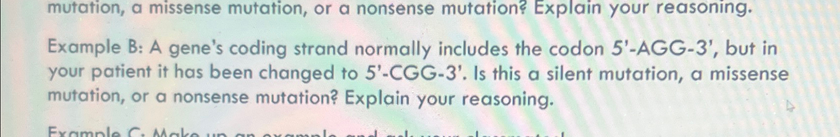 Solved mutation, a missense mutan? Explain your | Chegg.com