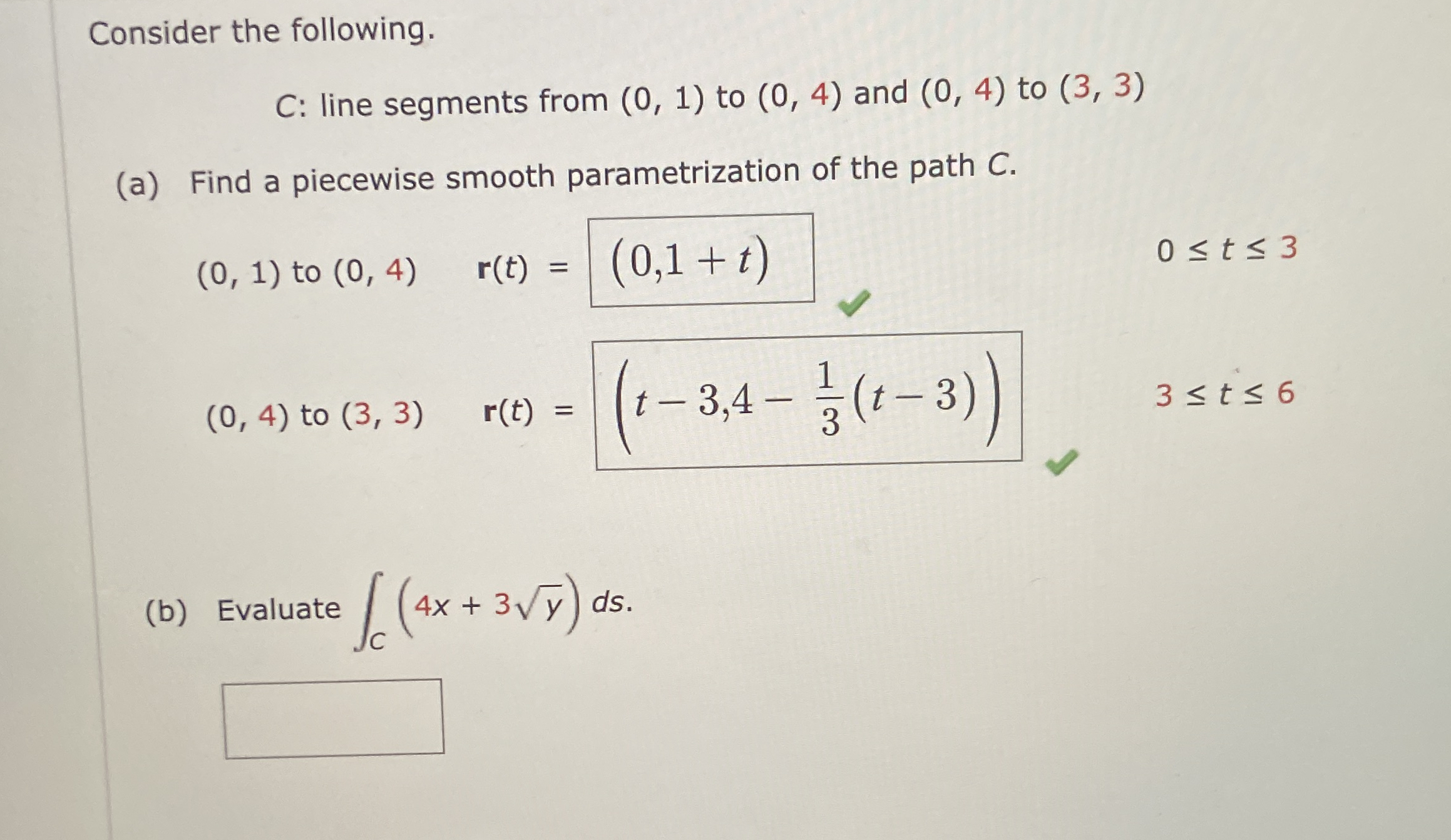 Solved Consider the following.C ﻿: line segments from (0,1) | Chegg.com
