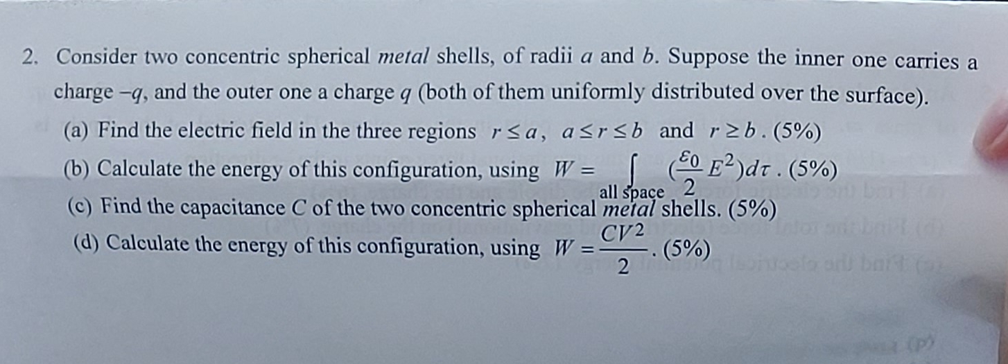 Solved Consider two concentric spherical metal shells, of | Chegg.com