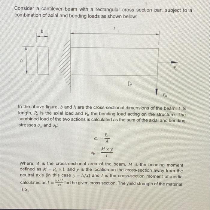 Consider a cantilever beam with a rectangular cross | Chegg.com