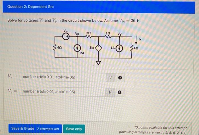 Solved Solve for voltages Vx and Vy in the circuit shown | Chegg.com
