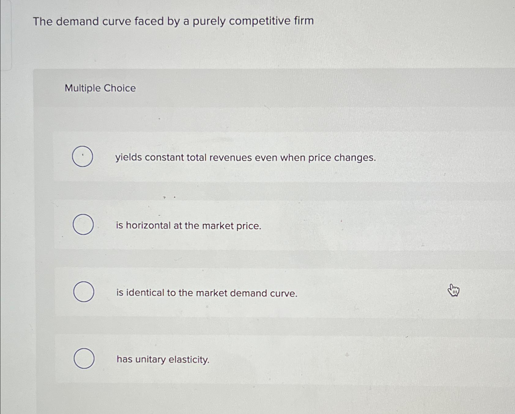 Solved The demand curve faced by a purely competitive | Chegg.com
