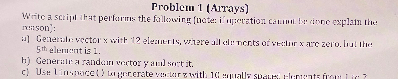 Solved Please Use Python Problem 1 Arrayswrite A Script 8665
