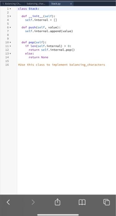 Solved 1. Balancing Characters Given a string s containing | Chegg.com
