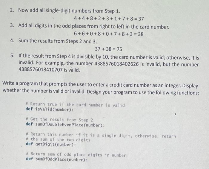 Solved Financial Credit Card Number Validation Credit