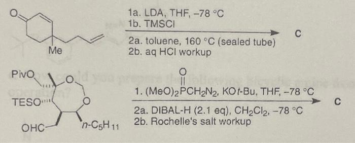 Solved 1a. LDA, THF, 78∘C 1b. TMSCl 2a. toluene, 160∘C | Chegg.com