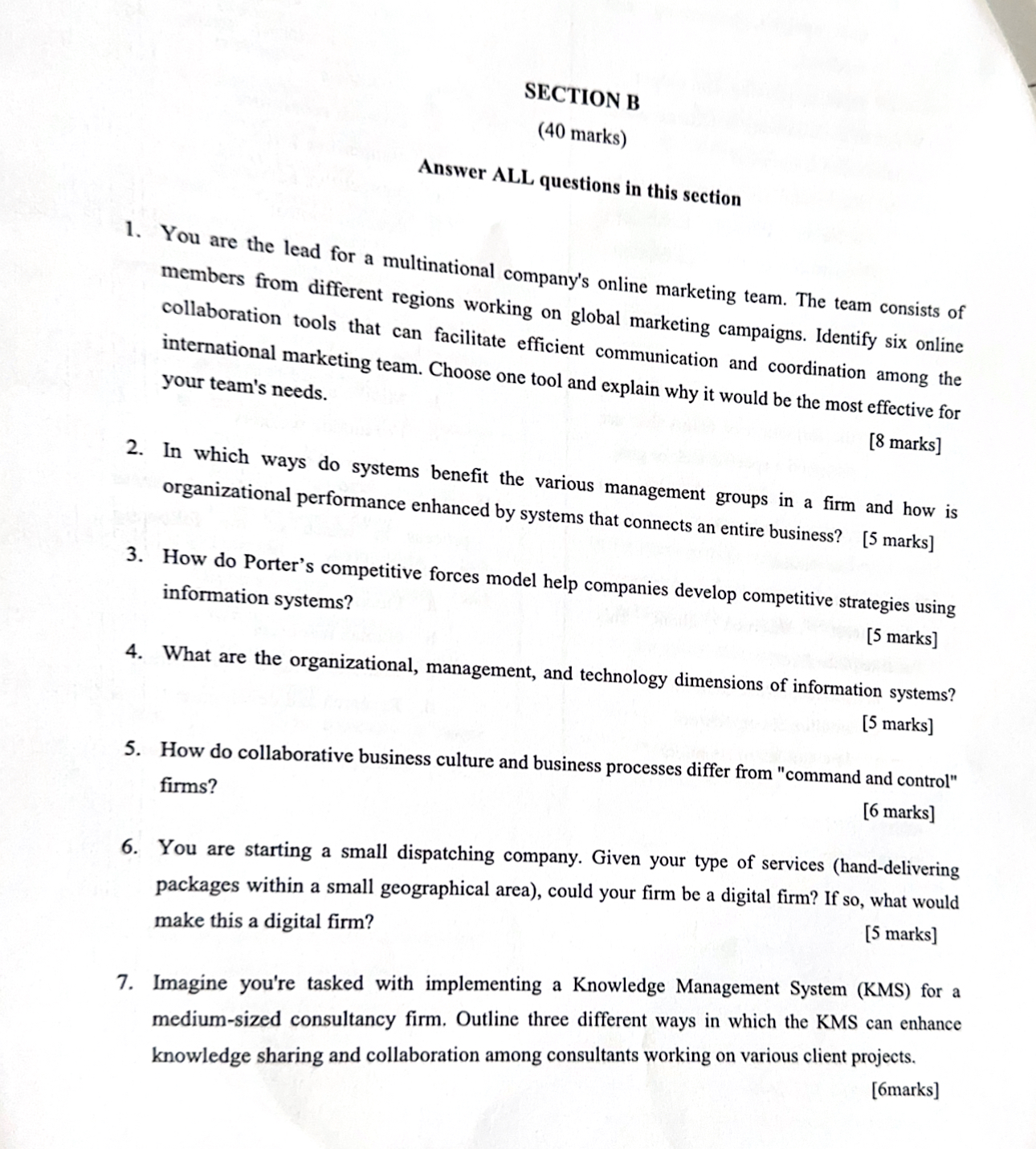 Solved SECTION B(40 ﻿marks)Answer ALL questions in this | Chegg.com