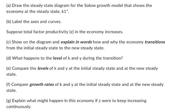 (a) Draw the steady state diagram for the Solow | Chegg.com