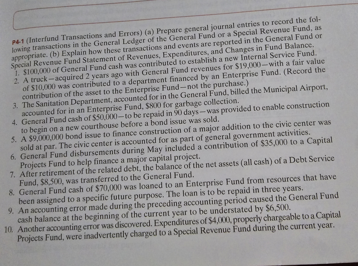 P4-1 (Interfund Transactions and Errors) (a) ﻿Prepare | Chegg.com