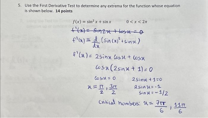 Solved Use the First Derivative Test to determine any | Chegg.com