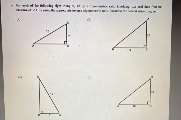 Solved 4. For each of the following right triangles, set up | Chegg.com