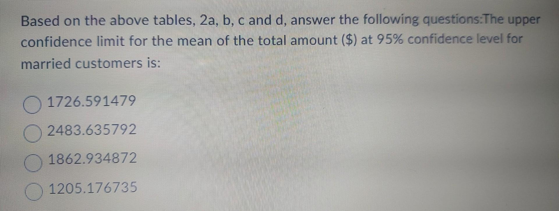 Solved Based on the above tables, 2a,b,c and d, answer the | Chegg.com