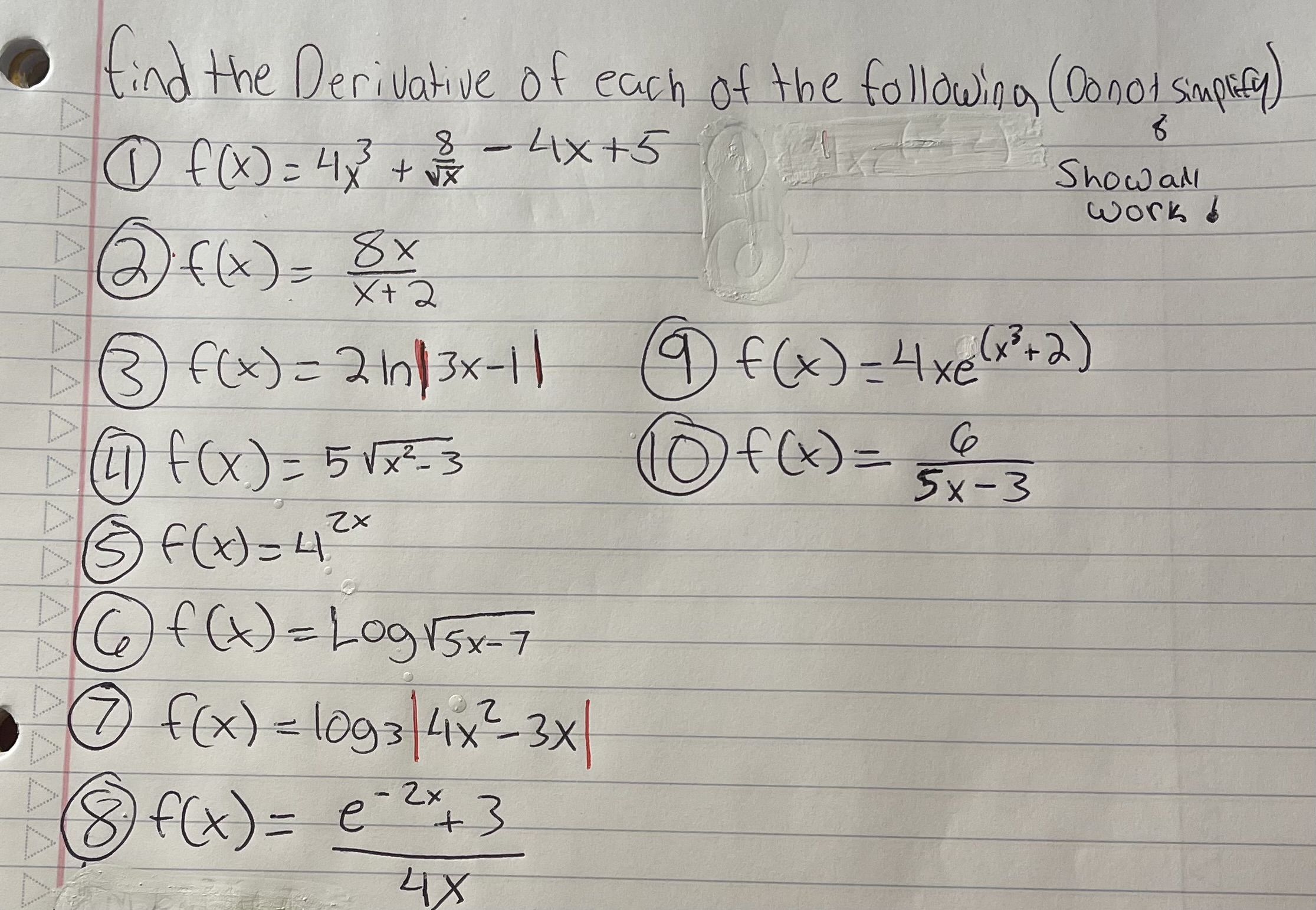 Solved find the Derivative of each of the following (Donol | Chegg.com