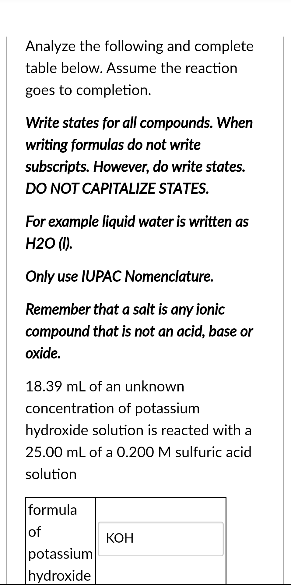 Solved of sulfuric H2SO4 acid moles of potassium hydroxide | Chegg.com