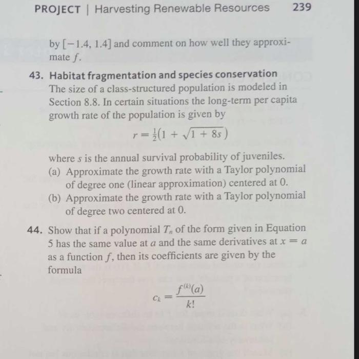 Solved comment on how well they approxi- mate f. 43. Habitat | Chegg.com