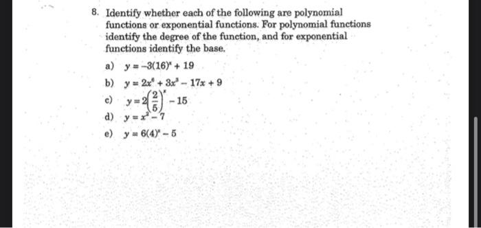 Solved 8. Identify whether each of the following are | Chegg.com