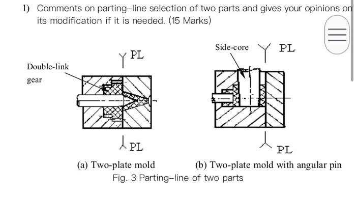Solved Comments on parting-line selection of two parts and | Chegg.com