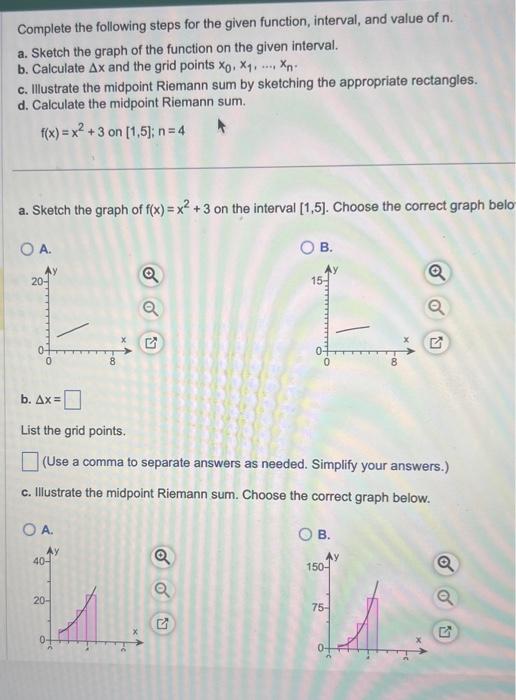 Solved Complete the following steps for the given function, | Chegg.com