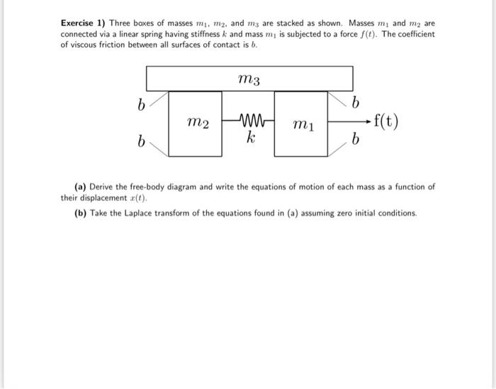 Solved Exercise 1) Three boxes of masses m. m2, and m3 are | Chegg.com