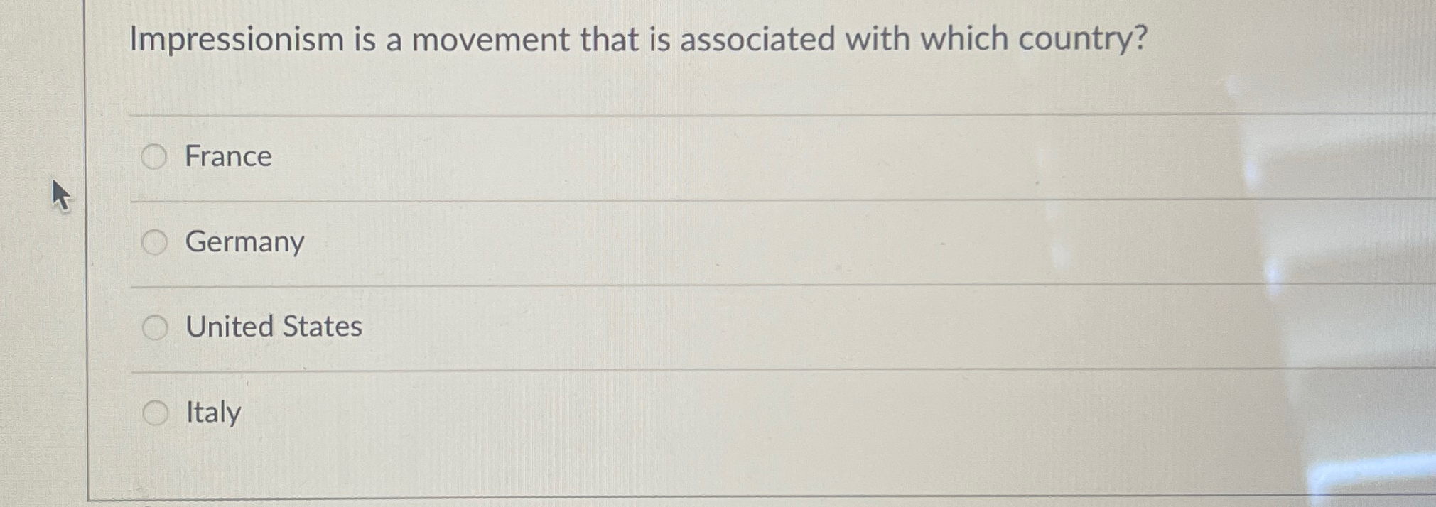 Solved Impressionism is a movement that is associated with | Chegg.com