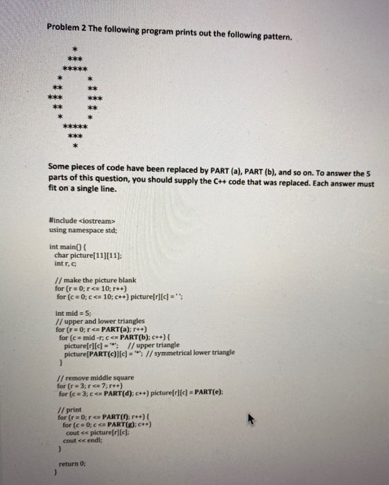 Solved Problem 2 The following program prints out the | Chegg.com