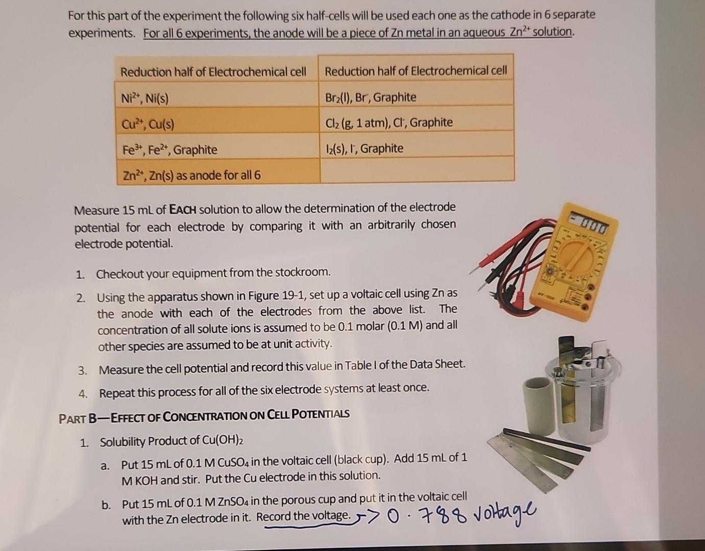 Solved PART A-CELL POTENTtALS TABLE I FULL CELL NOTATION, | Chegg.com
