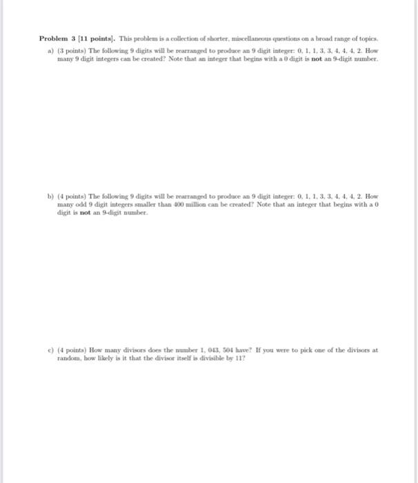Solved Problem 3 [11 pointx]. This probilean is a collection | Chegg.com