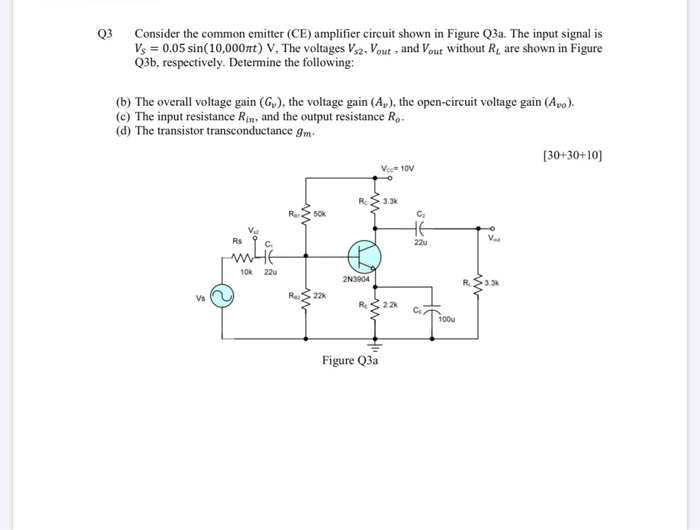 Solved Q3 Consider the common emitter (CE) amplifier circuit | Chegg.com