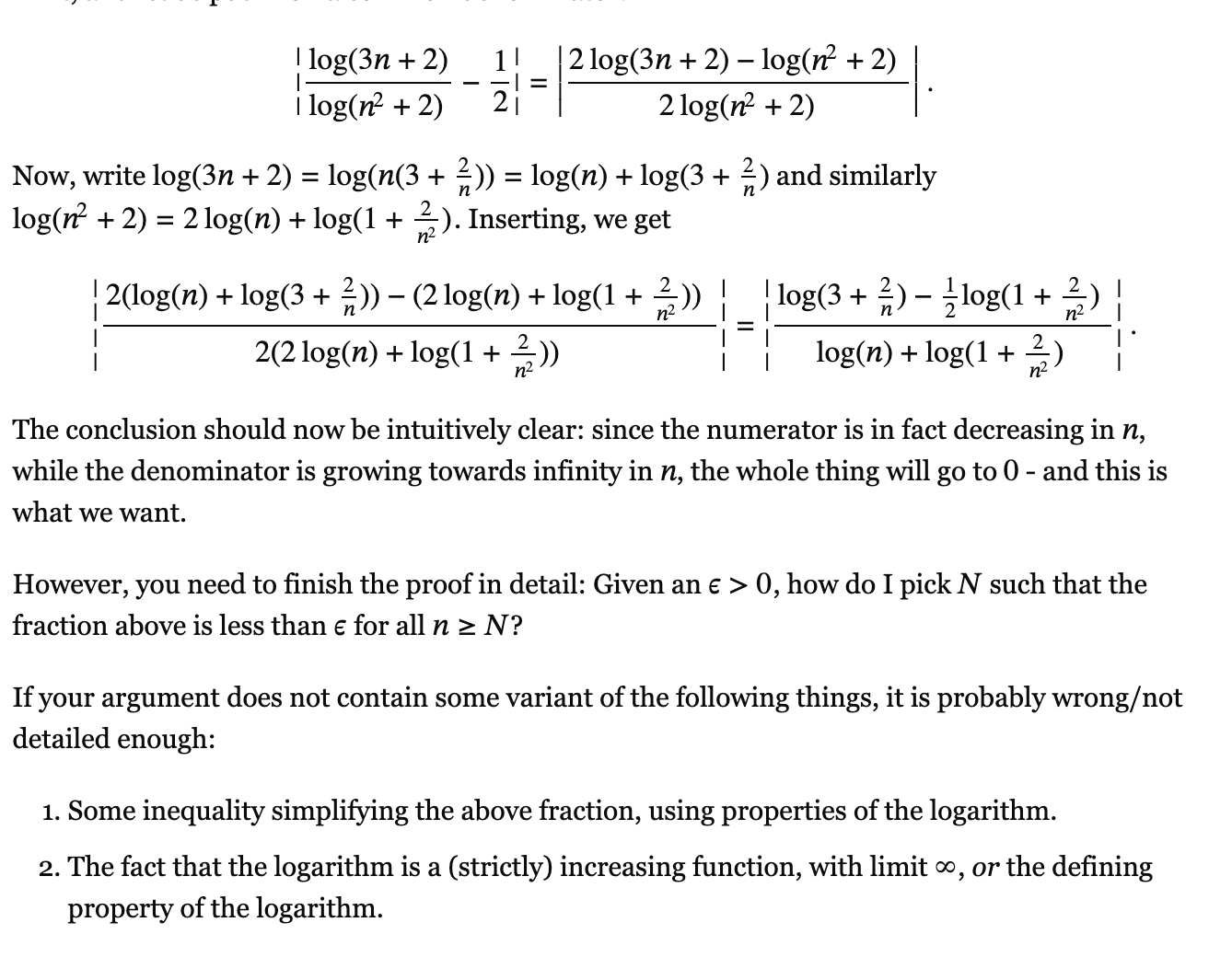 x_n=log(3n+2) log(n2+2)) ﻿Give a proof that this | Chegg.com