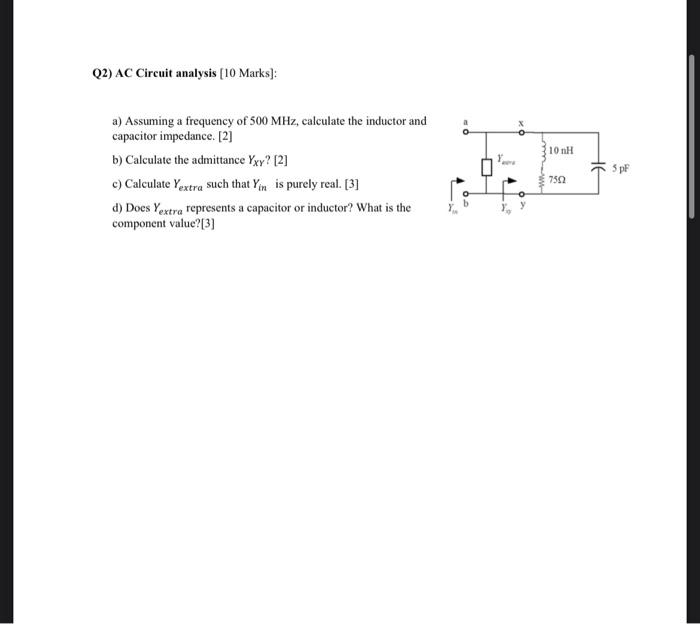 Solved a) Assuming a frequency of 500MHz, calculate the | Chegg.com