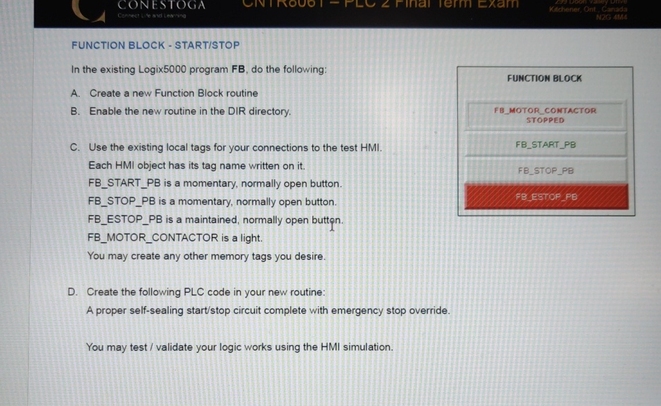 Solved FUNCTION BLOCK - ﻿STARTISTOPIn the existing Logix | Chegg.com
