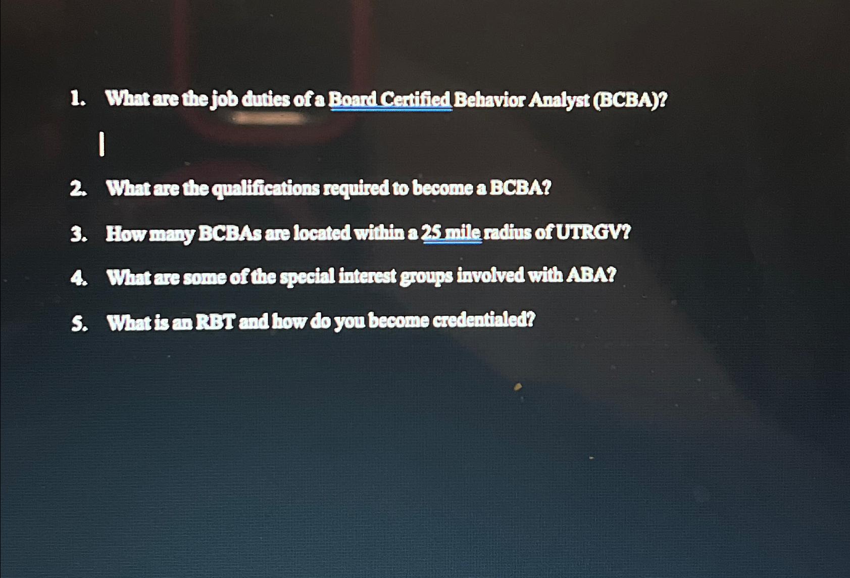 Solved Whaters the job duties of a Bogrd Certified Behavior | Chegg.com