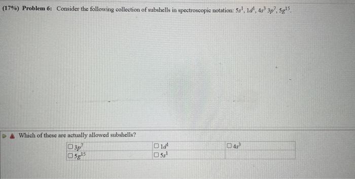 Solved 17\%) Problem 6: Considen the following collection of | Chegg.com