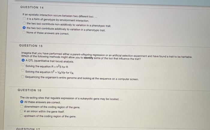 Solved QUESTION 14 If an epistatic interaction occurs | Chegg.com