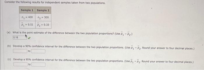 Solved Consider the following results for independent | Chegg.com