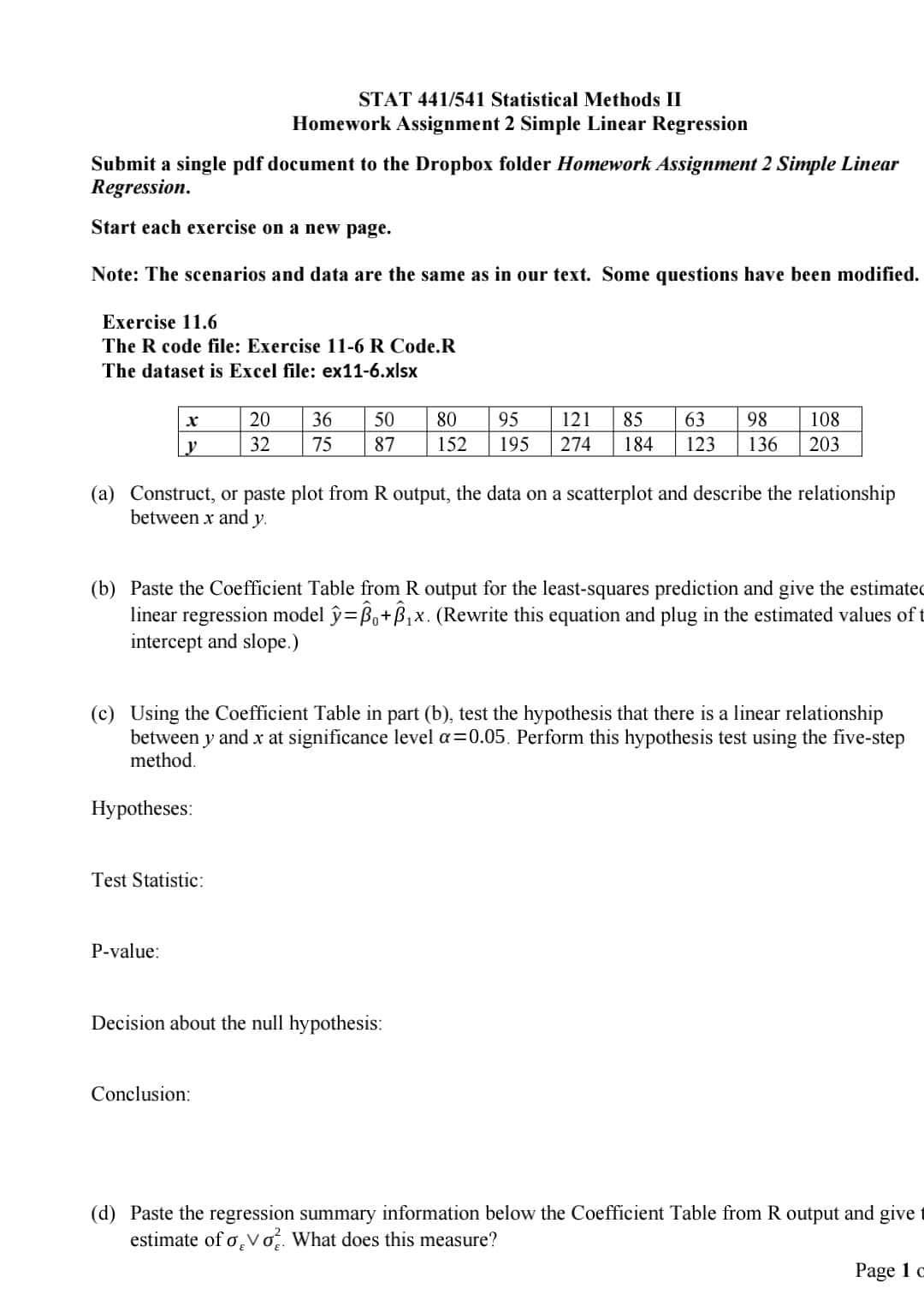 Solved Exercise 11.6 ﻿ The R code file: Exercise 11-6 ﻿R | Chegg.com