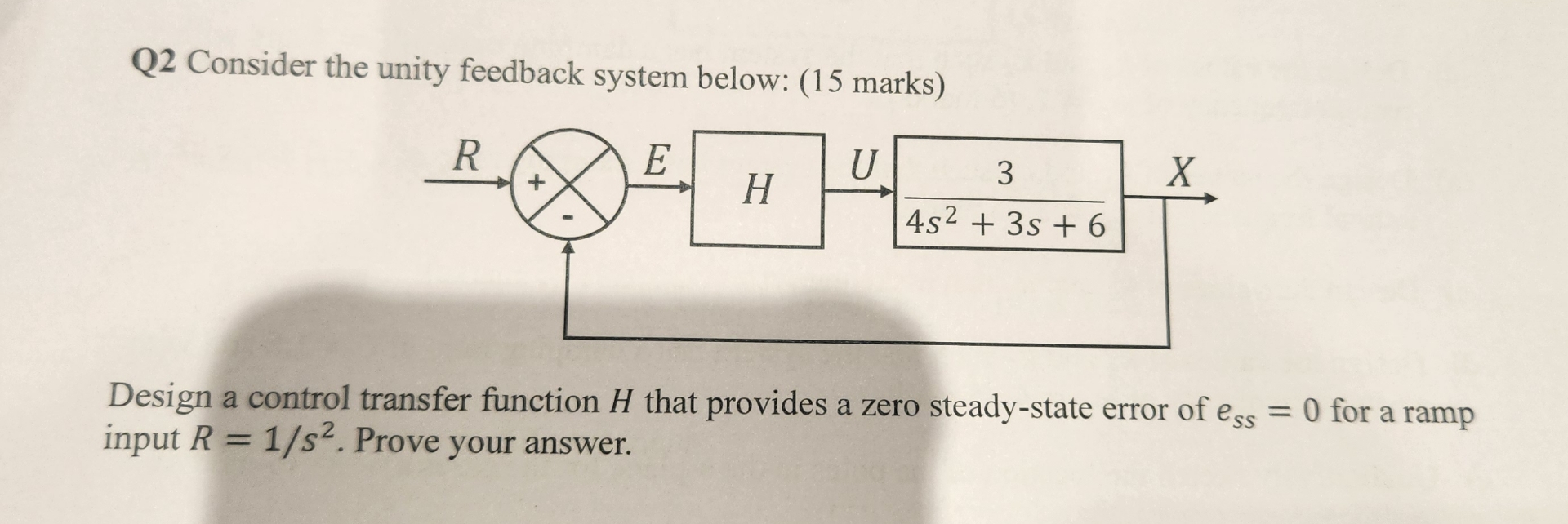 Solved Q2 ﻿Consider the unity feedback system below: (15 | Chegg.com