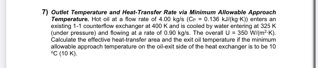 Outlet Temperature and Heat-Transfer Rate via Minimum | Chegg.com