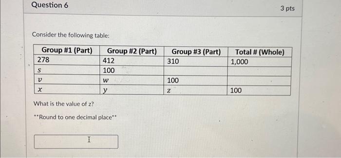 Question 6 Consider the following table: Group #1 | Chegg.com