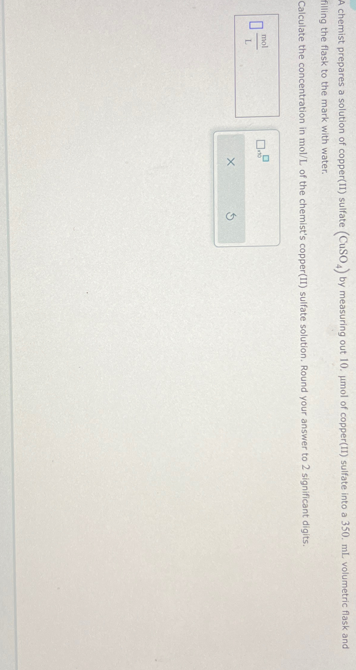 Solved A chemist prepares a solution of copper(II) ﻿sulfate | Chegg.com