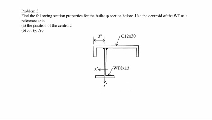Solved Problem 3: Find the following section properties for | Chegg.com