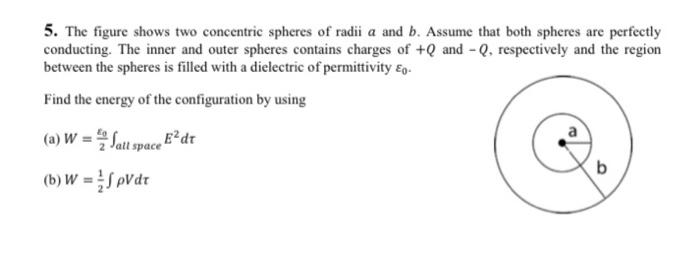 Solved 5. The figure shows two concentric spheres of radii a | Chegg.com