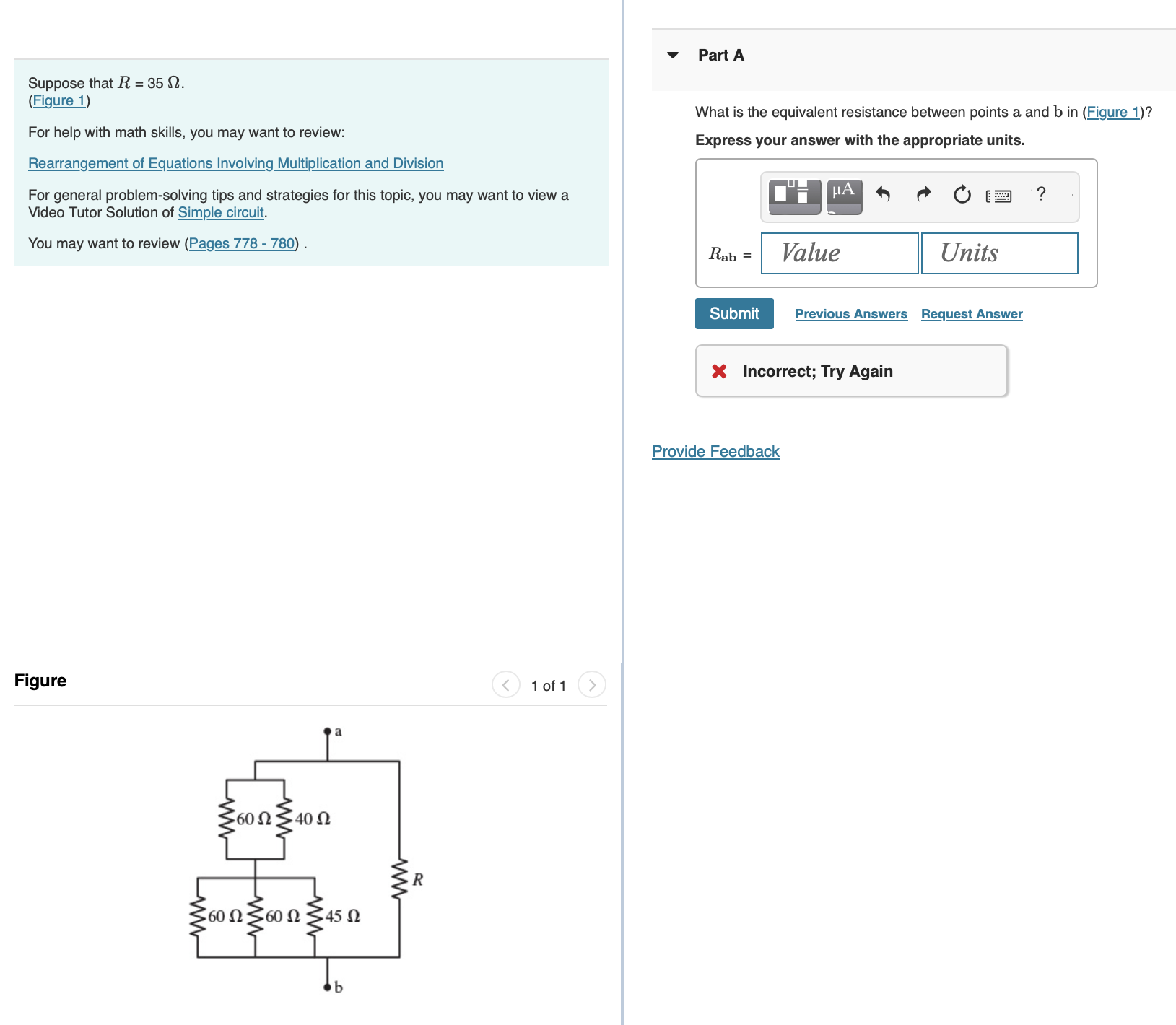 Solved Suppose that R=35Ω.(Figure 1)For help with math | Chegg.com