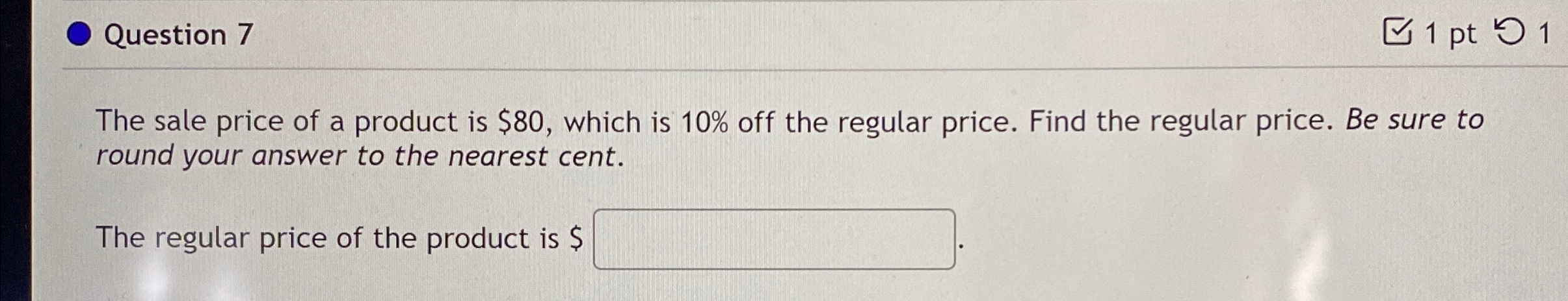 Solved Question 71pt1The sale price of a product is $80, | Chegg.com