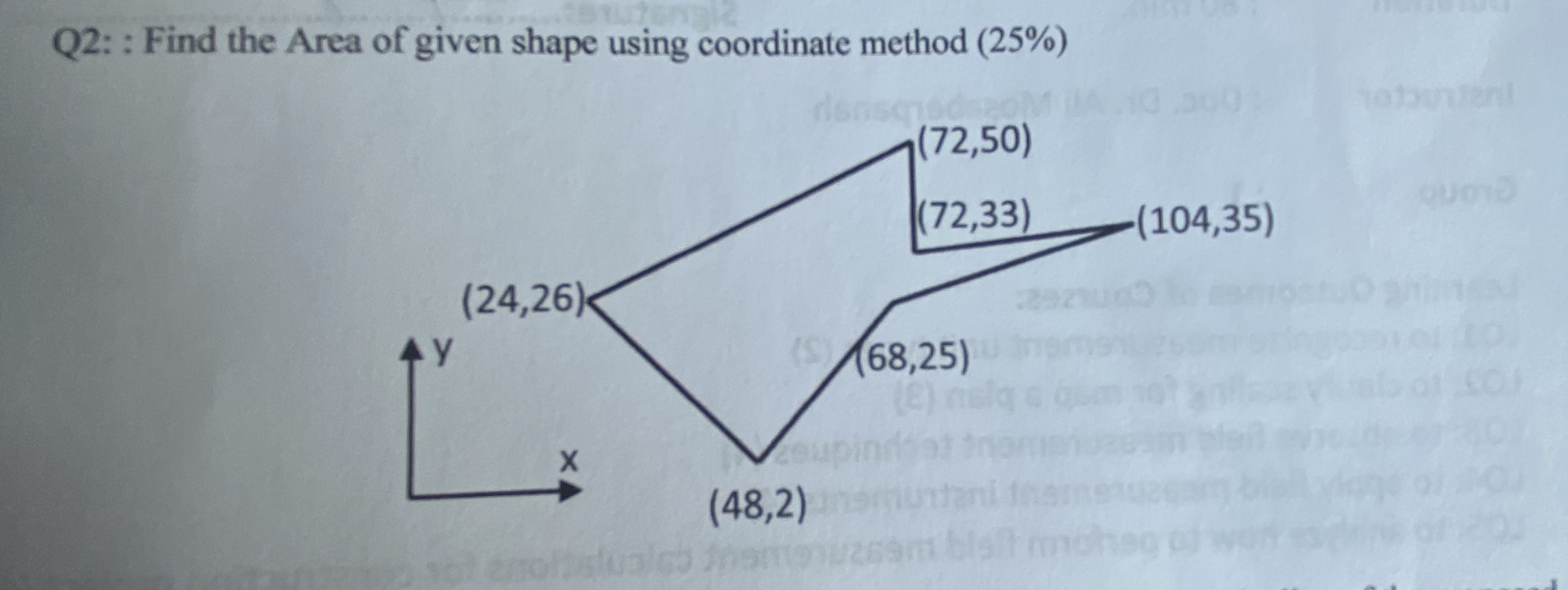 Solved Q2: : Find the Area of given shape using coordinate | Chegg.com