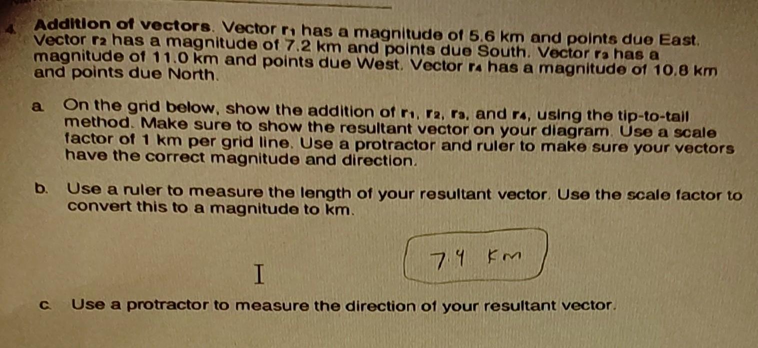 Solved Adaltion of vectors. Vector r1 has a magnitude of 5.6 | Chegg.com