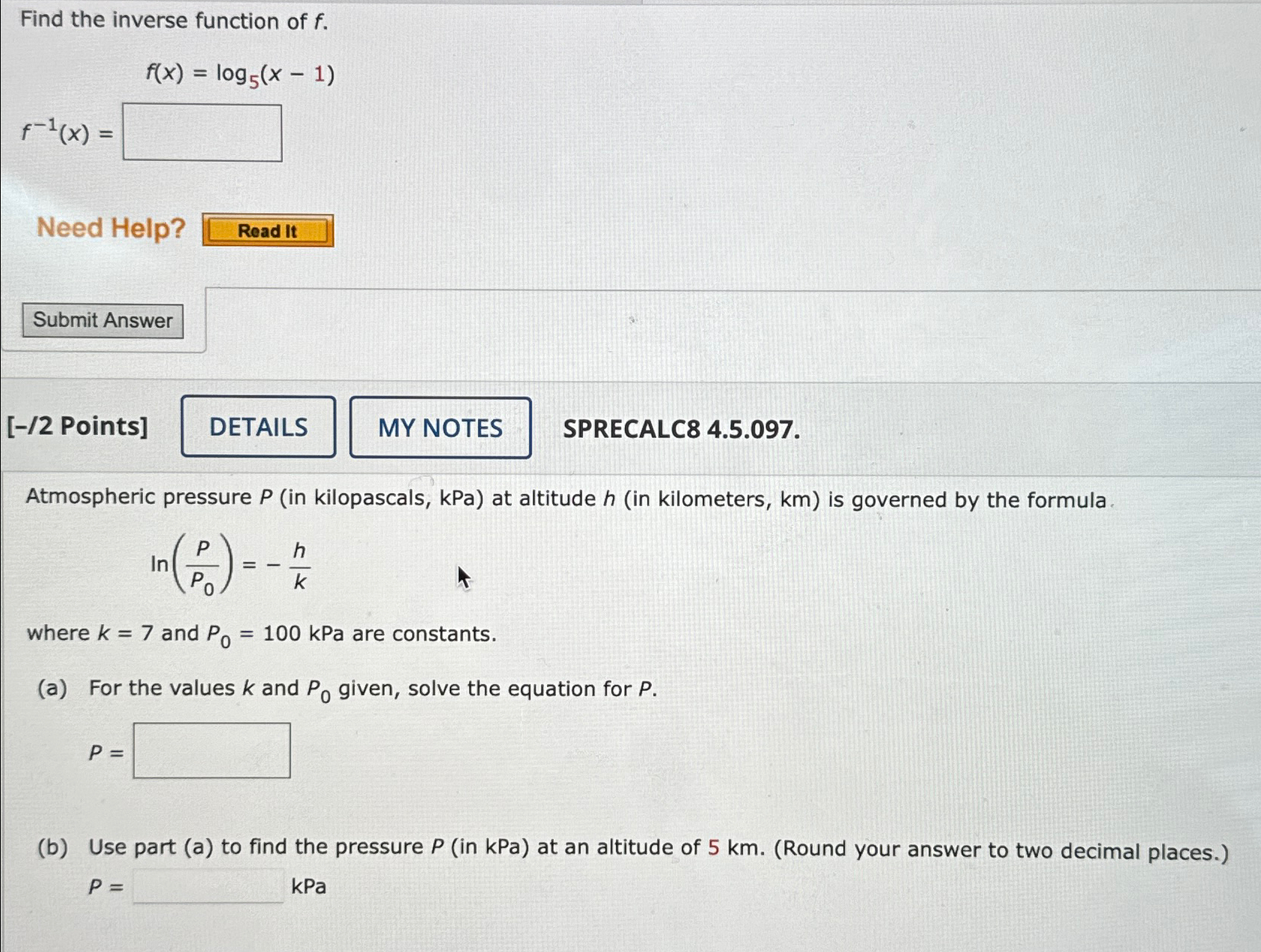 Solved Find the inverse function of | Chegg.com