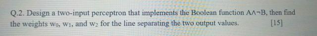 Solved Q2 Design A Two Input Perceptron That Implements 